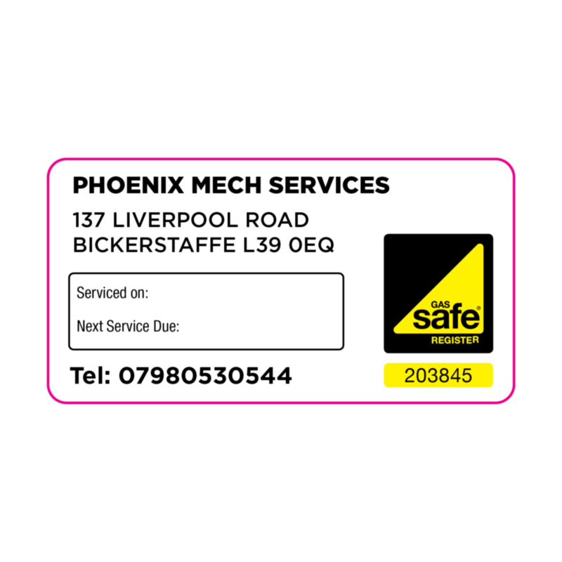 Phoenix Mech Services Gas Safe Next Service Labels