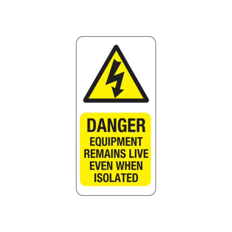 Danger Equipment Remains Live Labels 25x50mm | Labels Online