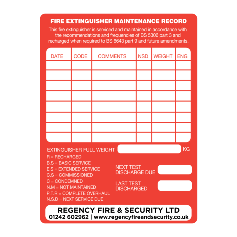 Regency Fire & Security Ltd Fire Extinguisher Lbl