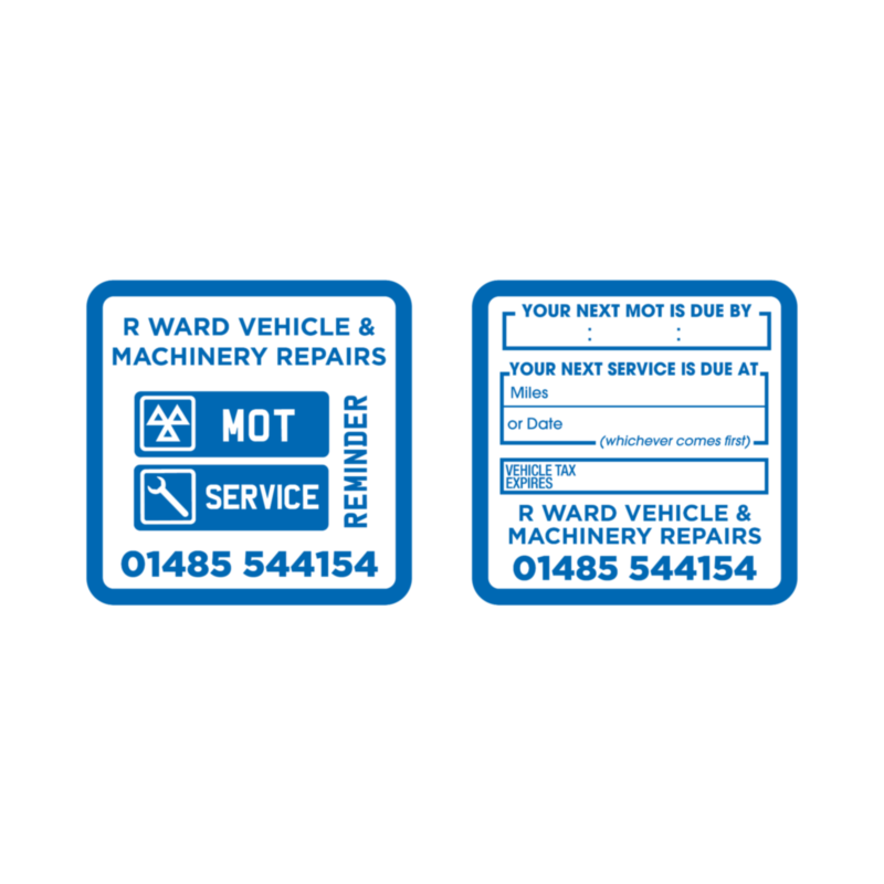 R Ward Vehicle & Machinery Repairs Window Stickers