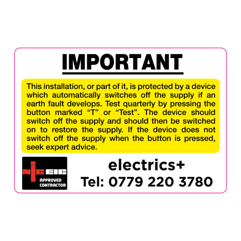 electrics+ RCD Labels