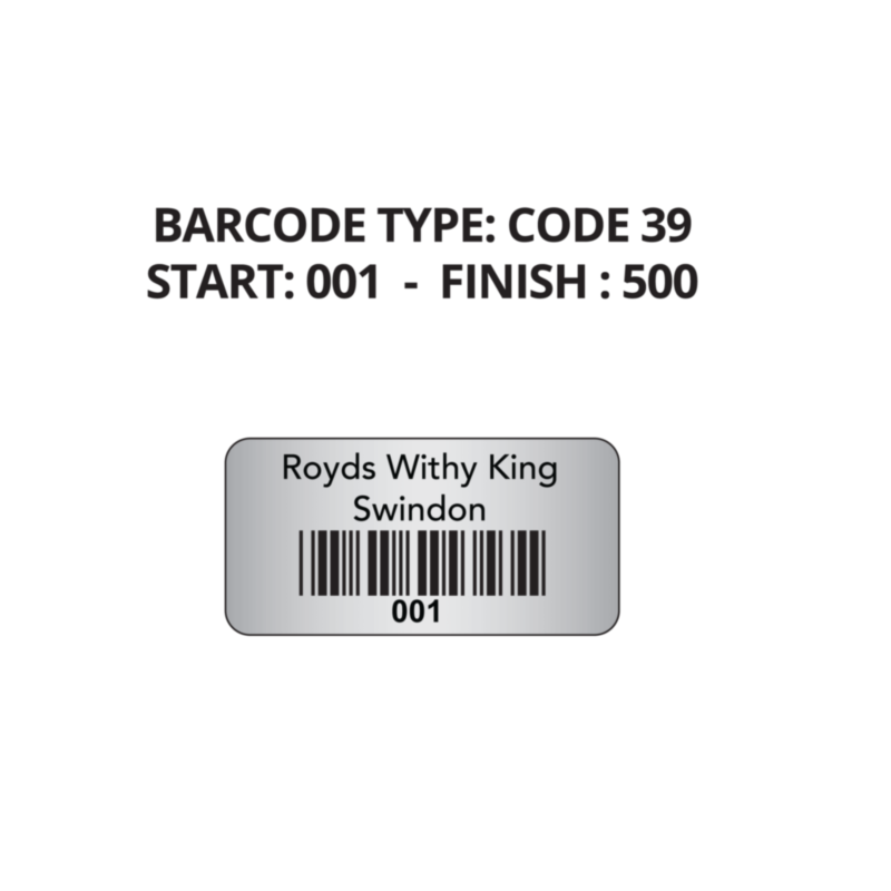 Royds Withy King - Swindon Code 39 Barcode Labels
