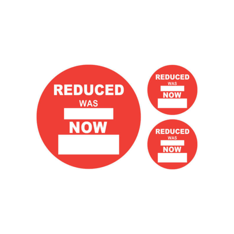 Reduced Was / Now Sale Stickers 50 & 24mm | Labels Online