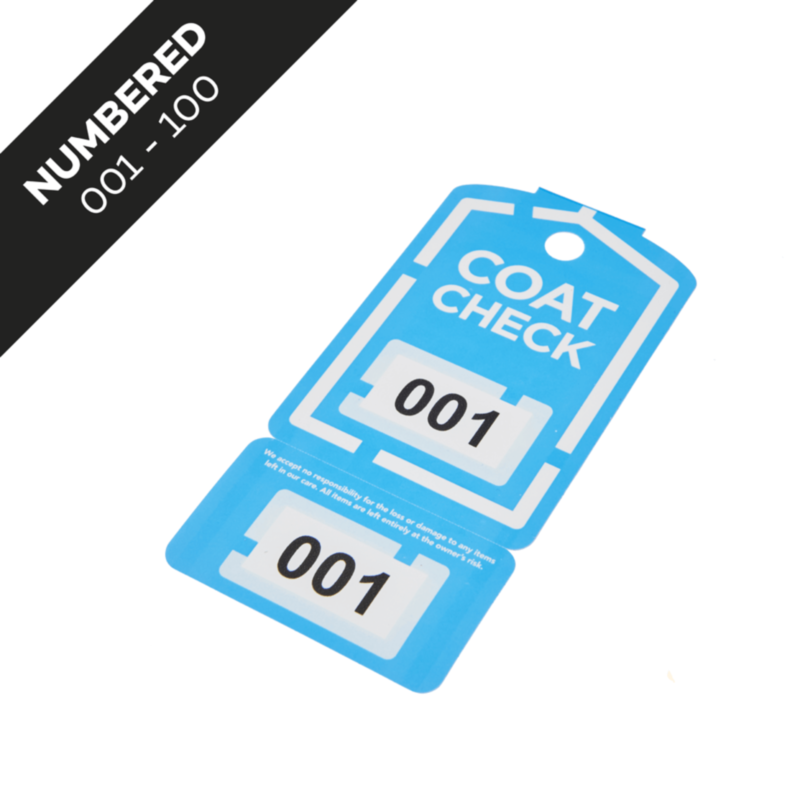 Blue 2-Part Cloakroom Tickets 001-100 | Labels Online