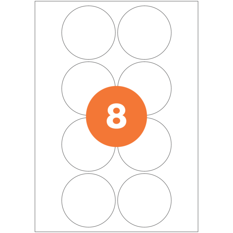 A4 Label Sheets 8 Labels Per Sheet 69mm Diameter White Permanent ...