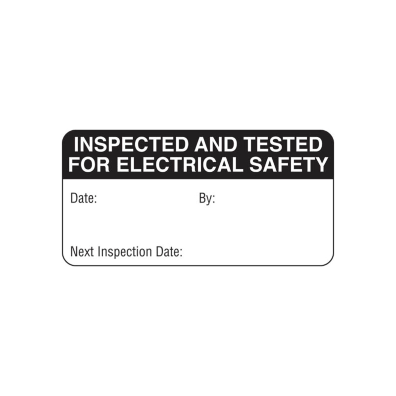 Black Inspected & Tested Labels 50x25mm | Labels Online