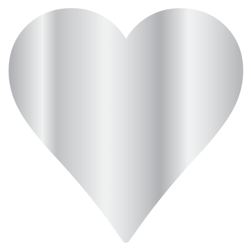 Silver Heart Stickers 43x43mm | Labels Online