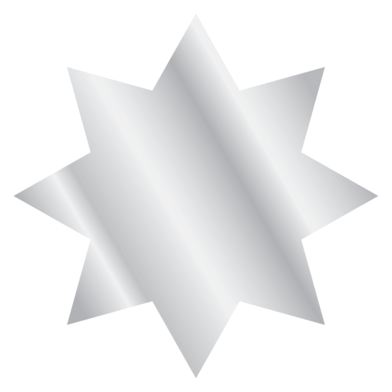 Silver Star Shaped Stickers 40x40mm | Labels Online