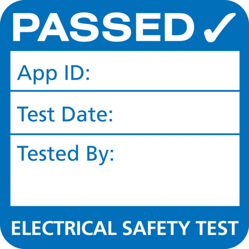 4th Edition Blue Plug Top PAT Test Labels 25x25mm | Labels Online
