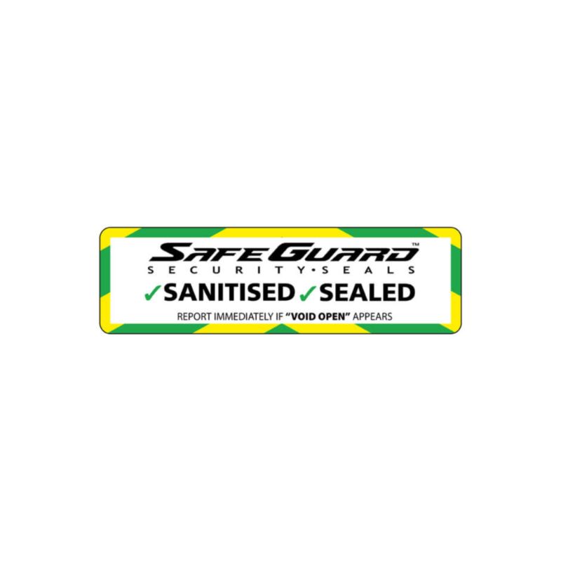SafeGuard Sanitised / Sealed No Residue Seal Labels 80x25mm | Labels Online