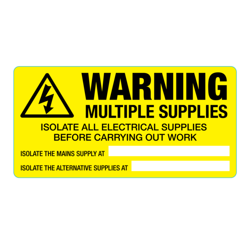 Warning Multiple Supplies Labels 100x50mm | Labels Online