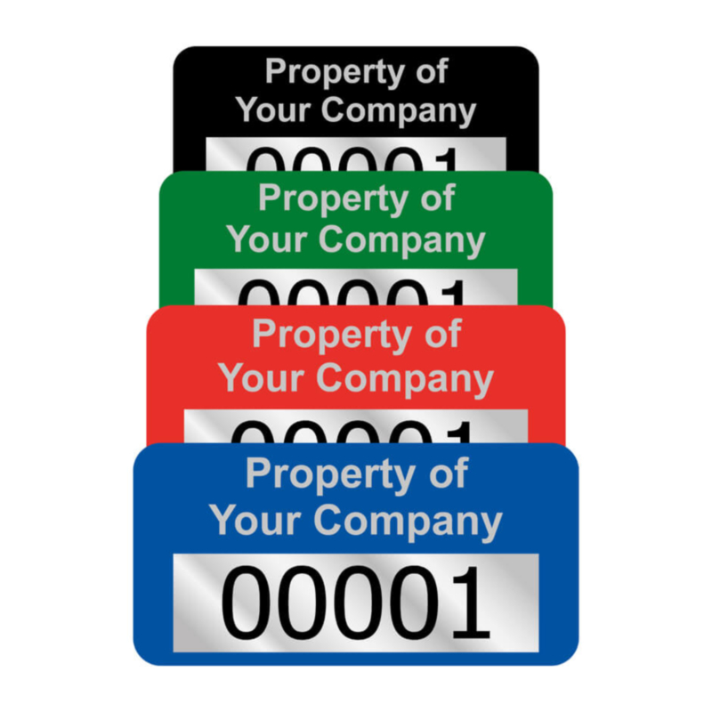 Red Personalised Silver Polyester Asset Labels Number 30x15mm | Labels ...