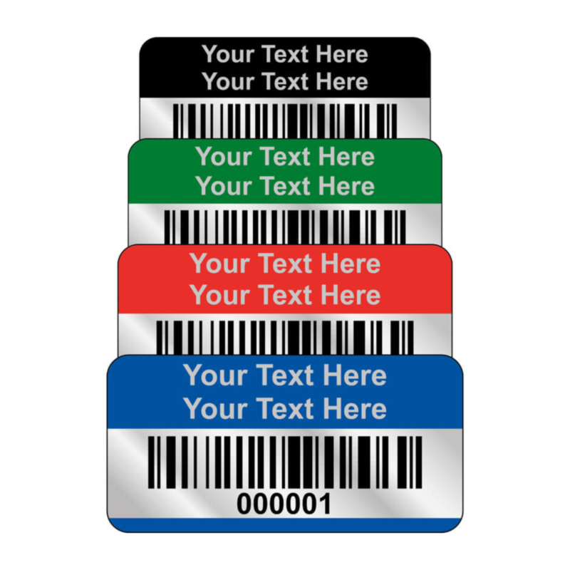 Red Personalised Silver Polyester Asset Barcode Labels 30x15mm | Labels ...