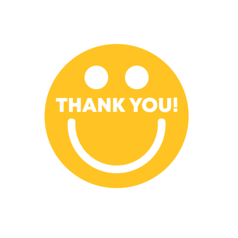 Thank You Smiley Stickers 40mm | Labels Online