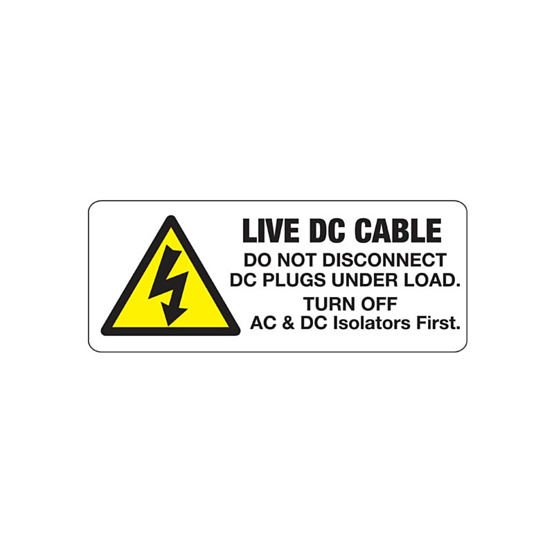 Live DC Cable PV Labels 100x40mm | Labels Online