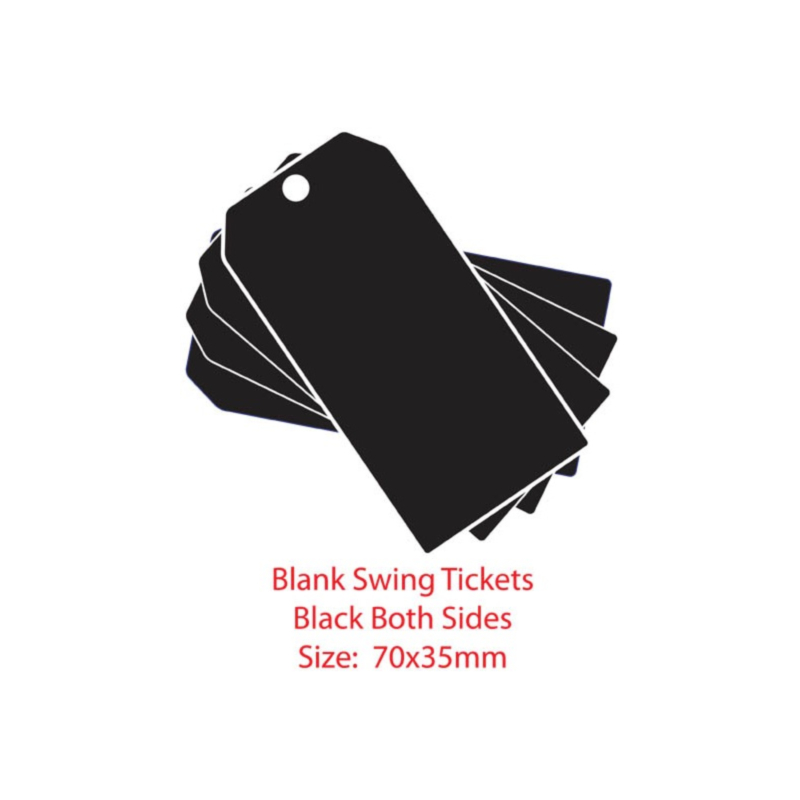 Gloss Black Swing Tickets 70x35mm | Labels Online