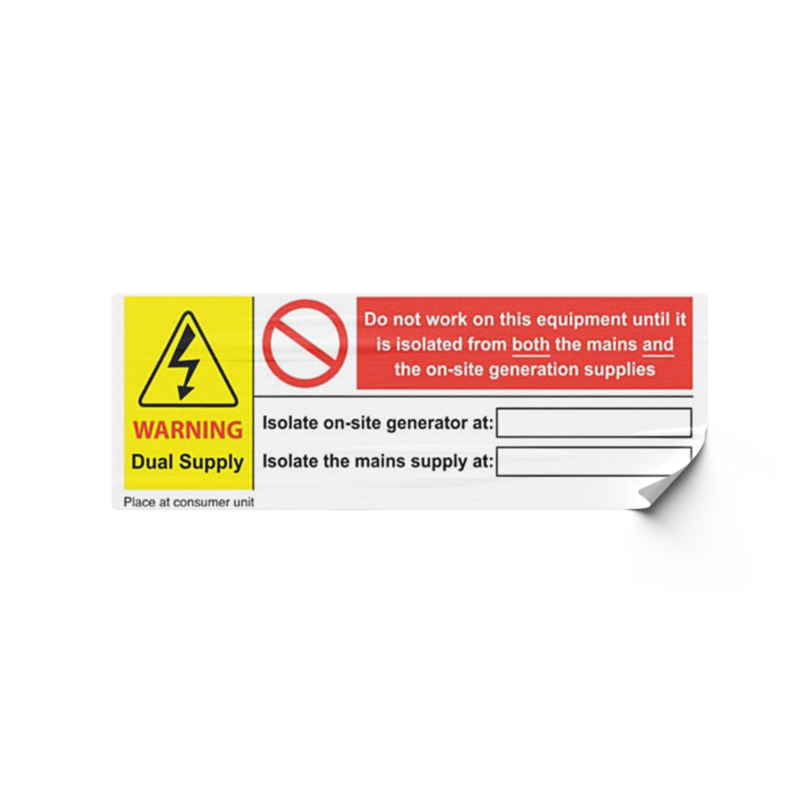 PV Dual Supply Consumer Unit Labels 132x47mm | Labels Online