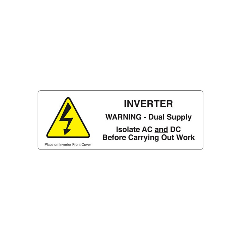 PV Inverter Dual Supply Warning Labels 132x47mm | Labels Online