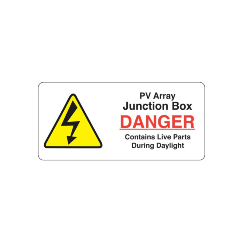 PV Array Junction Box Labels 75x35mm | Labels Online