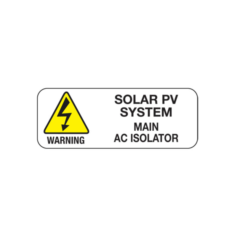 Main AC Isolator PV System Labels 40x15mm | Labels Online