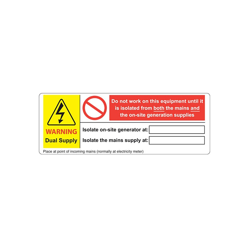 PV Dual Supply Electricity Meter Labels 132x47mm | Labels Online