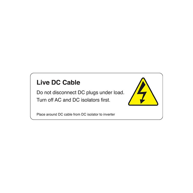 Live DC Cable Isolator to Inverter Labels 94x33mm | Labels Online
