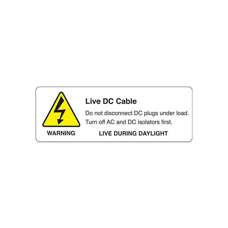 Live DC Cable PV Warning Labels 94x33mm | Labels Online