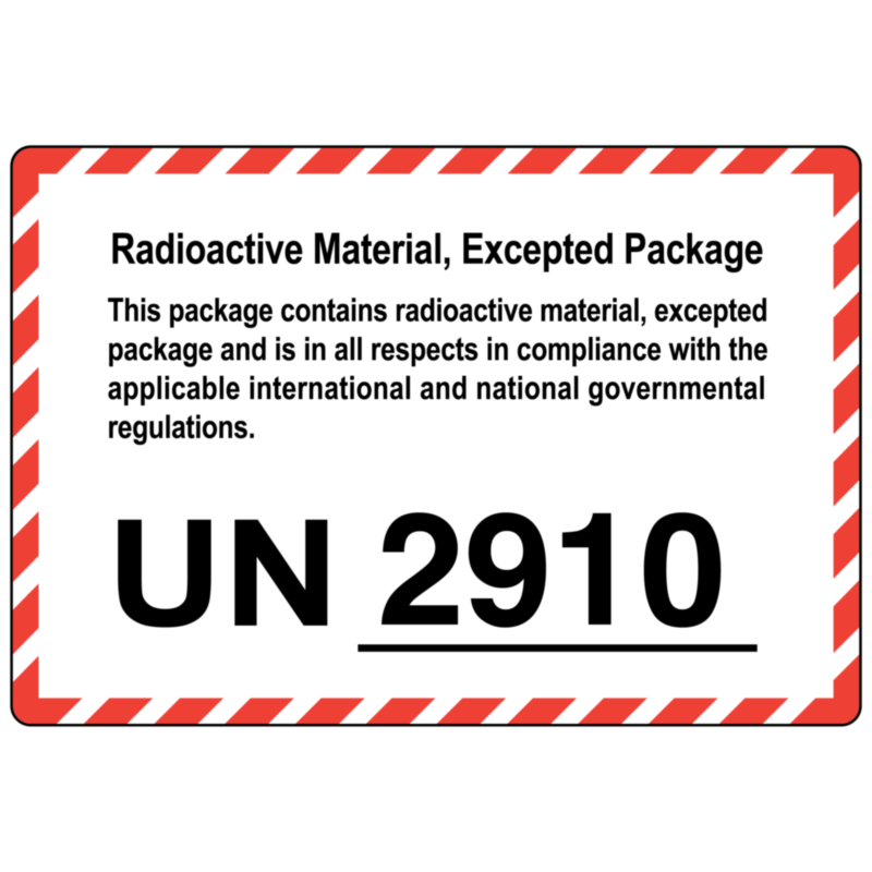 Radioactive Material Excepted Package UN 2910 Labels 110x75mm | Labels ...