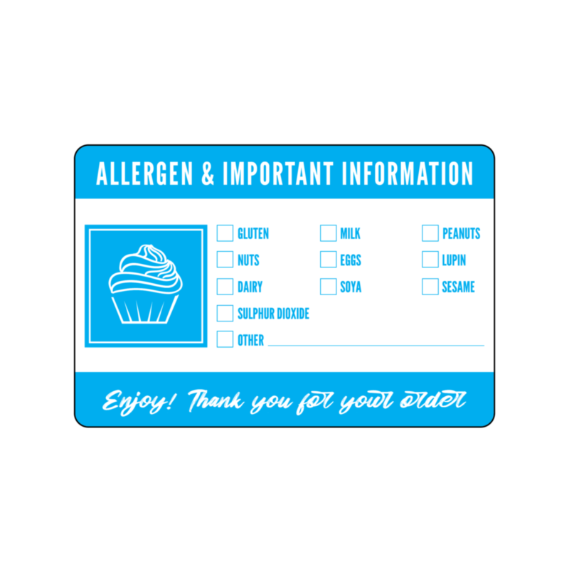 Bakers Allergen Stickers Blue 76x51mm | Labels Online