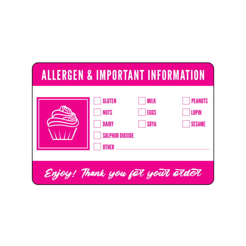 Bakers Allergen Stickers Pink 76x51mm | Labels Online