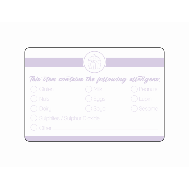 Cake Box Allergen Stickers Purple 76x51mm | Labels Online