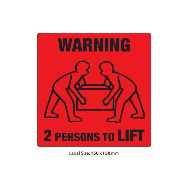 2 Persons To Lift Labels 150x150mm | Labels Online