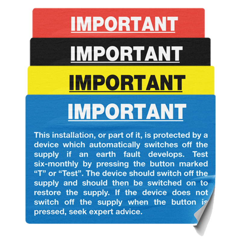 Blue 18th Edition RCD Test Labels 95x65mm | Labels Online