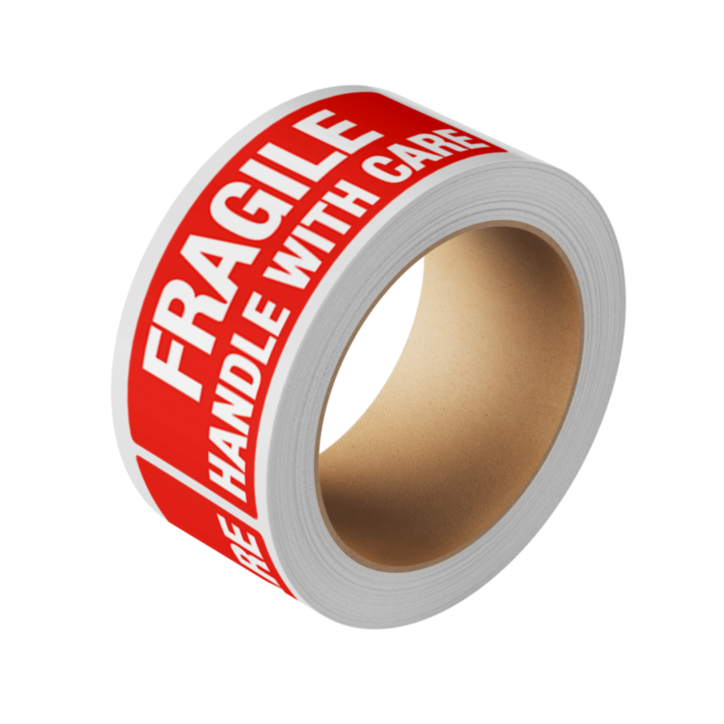 Red Fragile Handle with Care Labels 150x50mm Paper | Labels Online