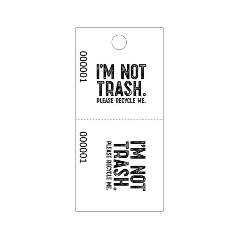 I'm Not Trash Recyclable Cloakroom Tags Numbered 001-100 | Eco Labels