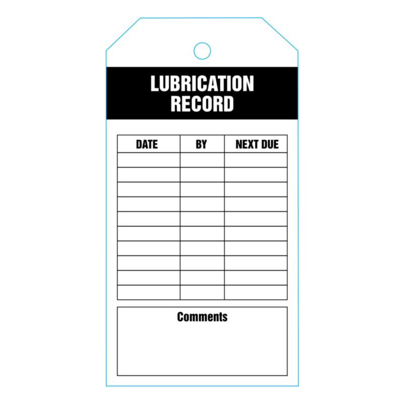 Lubrication Record Tags 134x67mm | Labels Online
