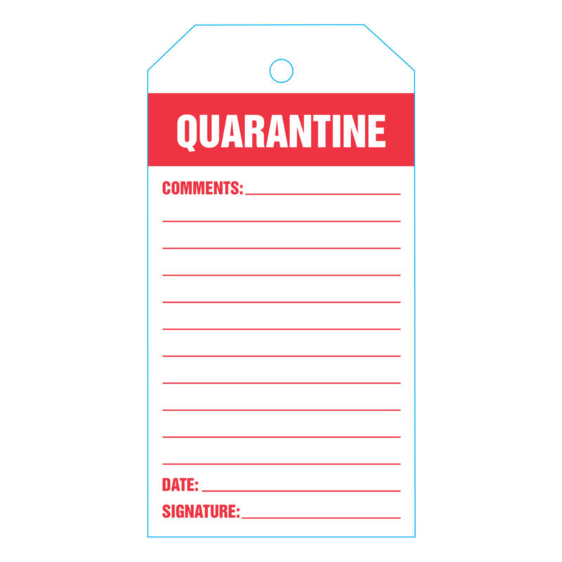 Quarantine Record Tags 134x67mm | Labels Online