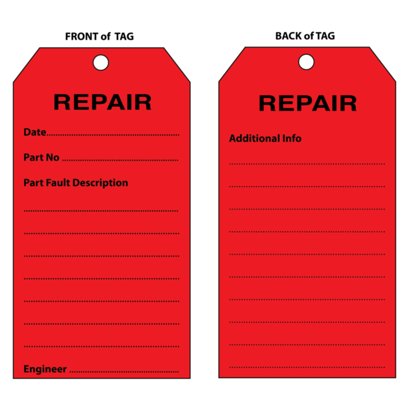 2 Sided Repair Tag Part Number 130x70mm | Labels Online