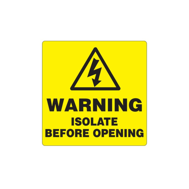 Warning Isolate Before Opening Labels 50x50mm | Labels Online