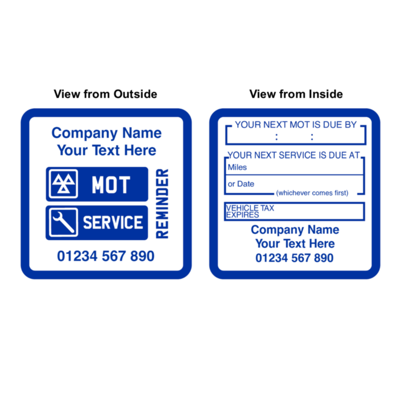 Personalised MOT/Service Reminder Window Stickers 60x60mm | Labels Online