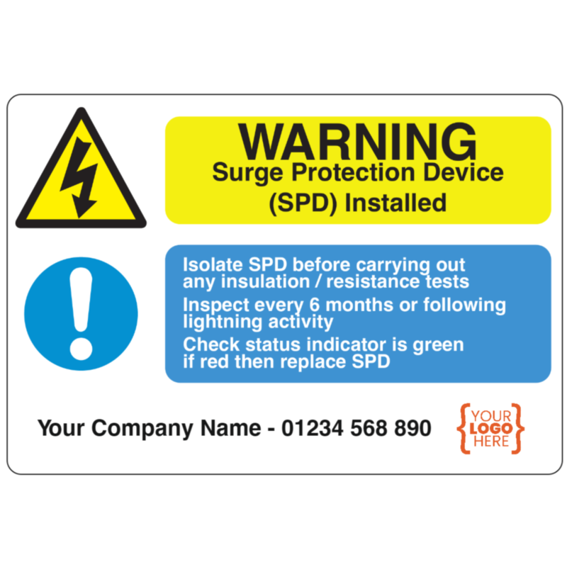 Custom Surge Protection Device (SPD) Warning Labels 95x65mm | Labels Online