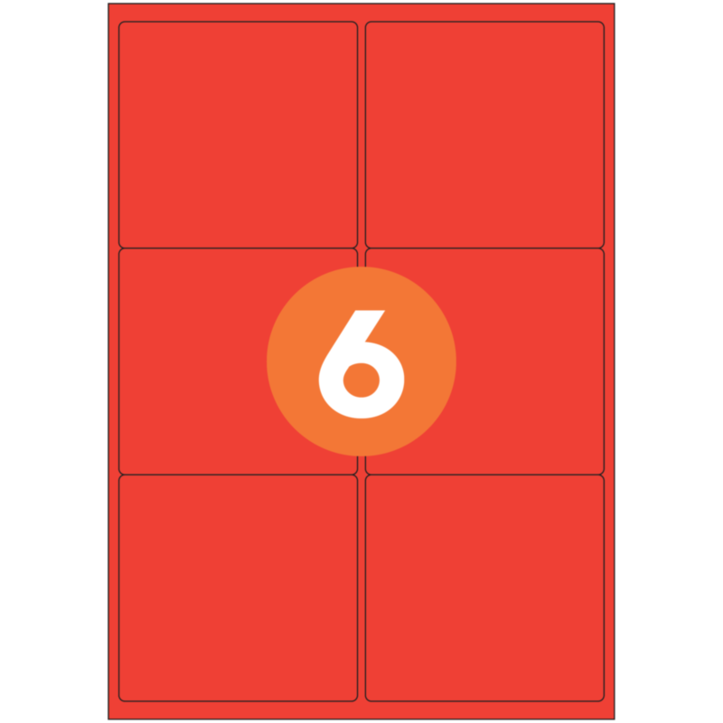 A4 Label Sheets 6 Labels Per Sheet 93x99mm Red Permanent | Labels Online
