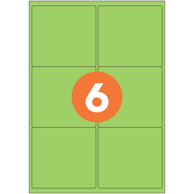 A4 Label Sheets 6 Labels Per Sheet 93x99mm Green Permanent | Labels Online