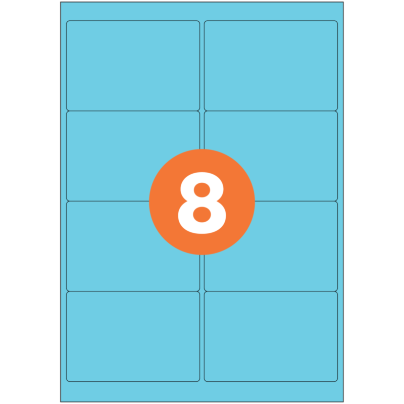 A4 Label Sheets 8 Labels Per Sheet 99x68mm Blue Permanent | Labels Online