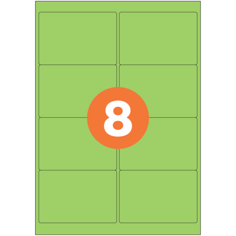 A4 Label Sheets 8 Labels Per Sheet 99x68mm Green Permanent | Labels Online