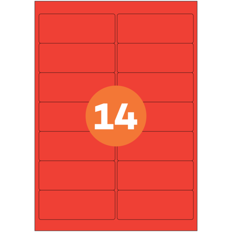 A4 Label Sheets 14 Labels Per Sheet 99x38mm Red Permanent | Labels Online