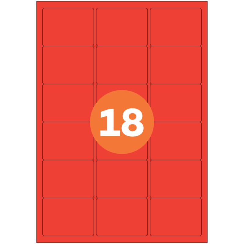 A4 Label Sheets 18 Labels Per Sheet 64x47mm Red Permanent | Labels Online