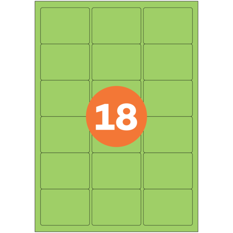 A4 Label Sheets 18 Labels Per Sheet 64x47mm Green Permanent | Labels Online