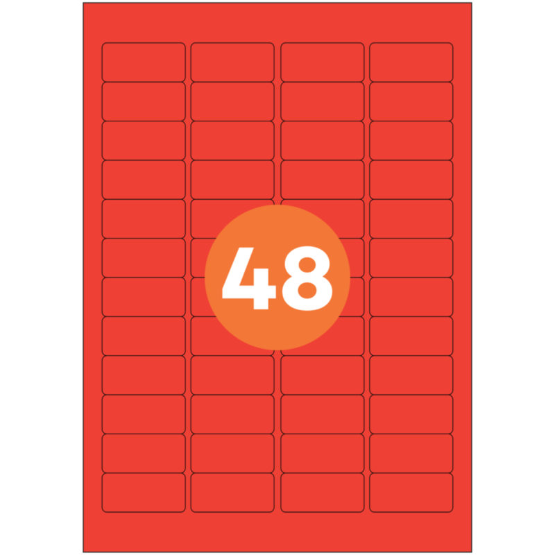 A4 Label Sheets 48 Labels Per Sheet 46x21mm Red Permanent | Labels Online