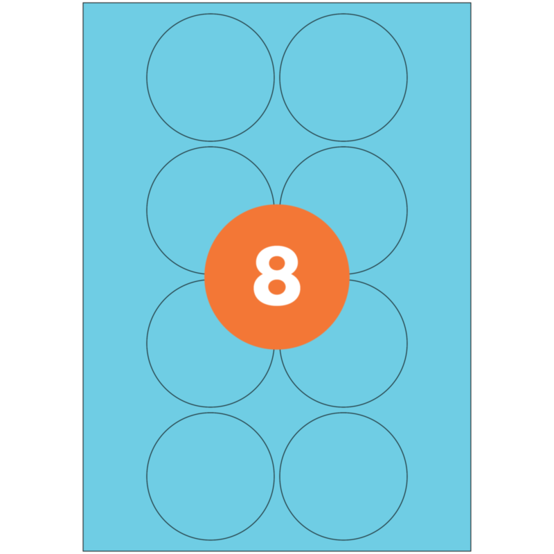 A4 Label Sheets 8 Labels Per Sheet 69mm Diameter Blue Permanent ...